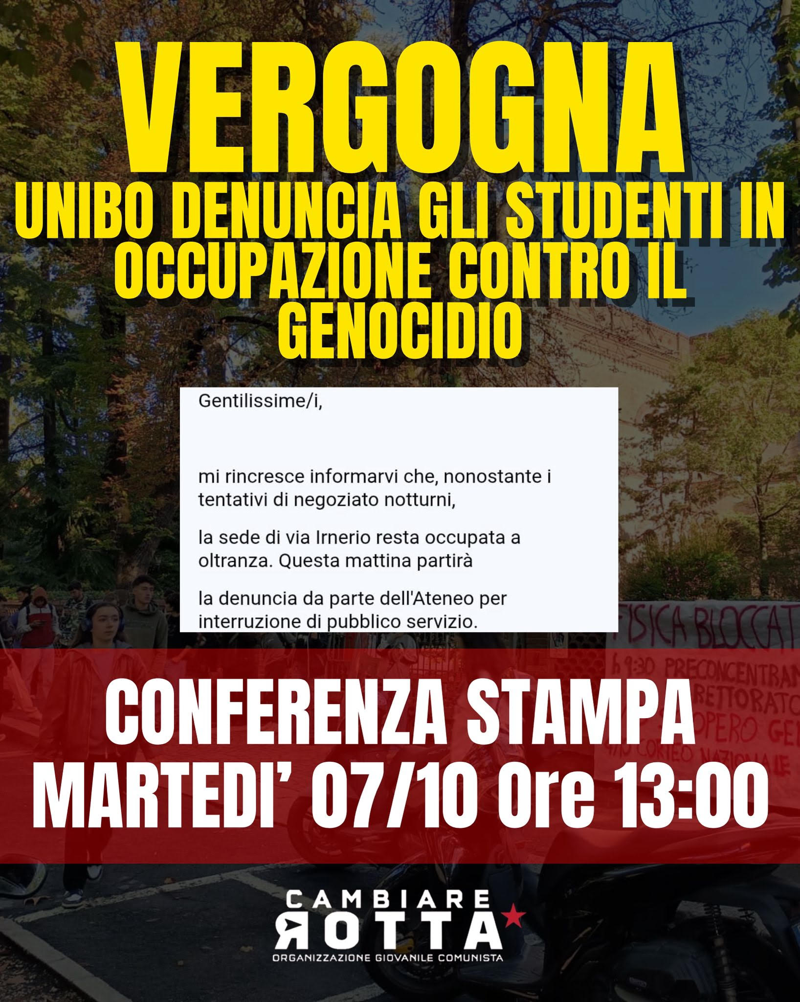 Unibo denuncia gli studenti in occupazione contro il genocidio ...